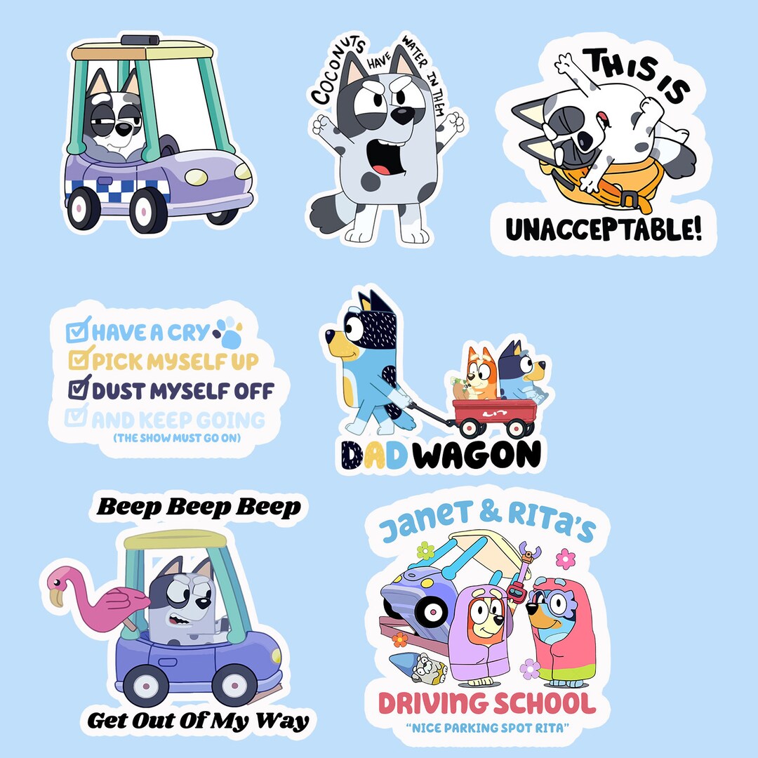 Bluey Vinyl Stickers ,bluey Stickers, Bluey Birthday Stickers, Bluey ...