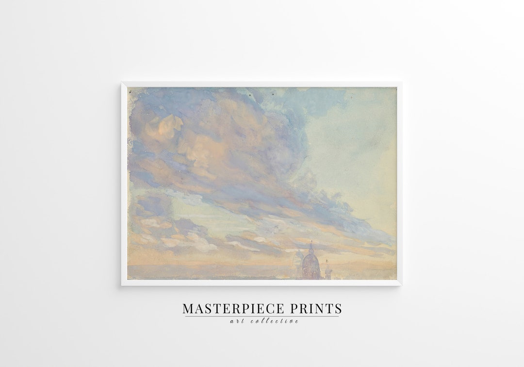 Watercolor Cloud Study Vintage Painting Minimalist Watercolor Sky Painting PRINTABLE DIGITAL ...