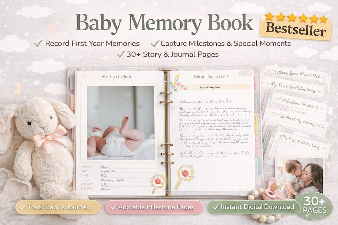 Baby Memory Book | First Year Milestone Journal (digital Download) - Etsy