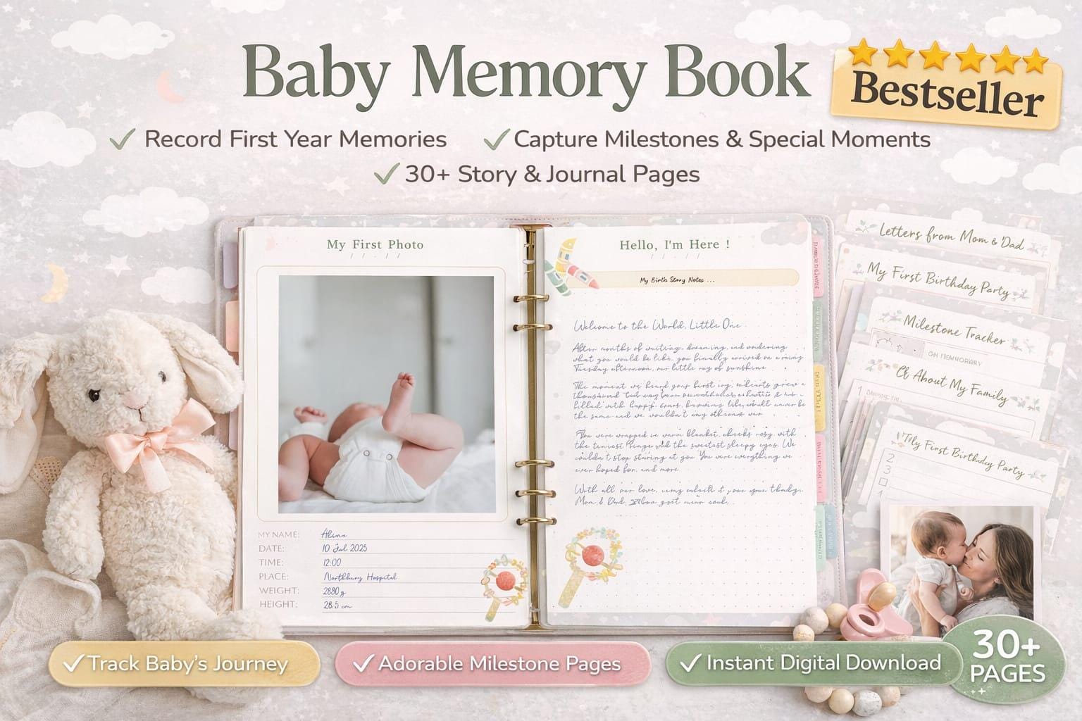Baby Memory Book | First Year Milestone Journal (digital Download) - Etsy