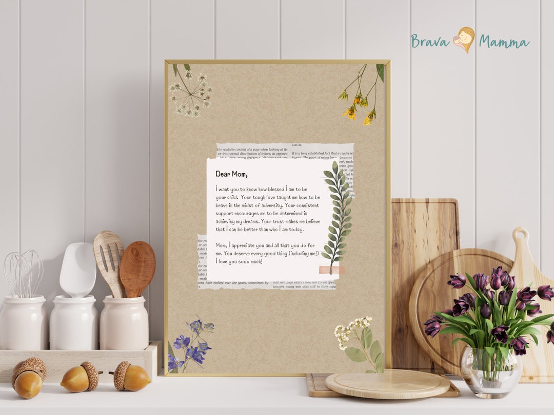Printable Dear Mom Wall Art, Mother's Day Gift, Gift for Mom, Mother's ...