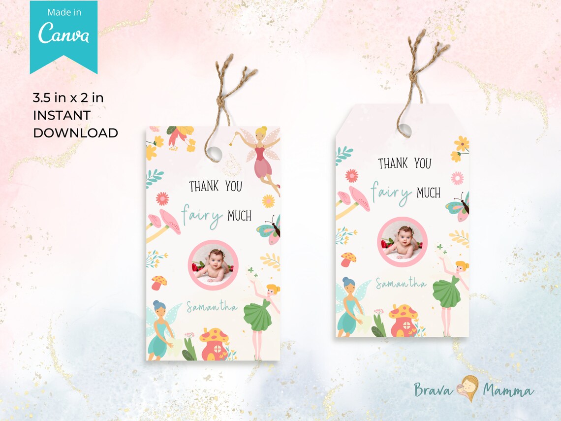 Editable Fairy Party Favor Tag, Enchanted Forest Birthday Thank You Tag ...
