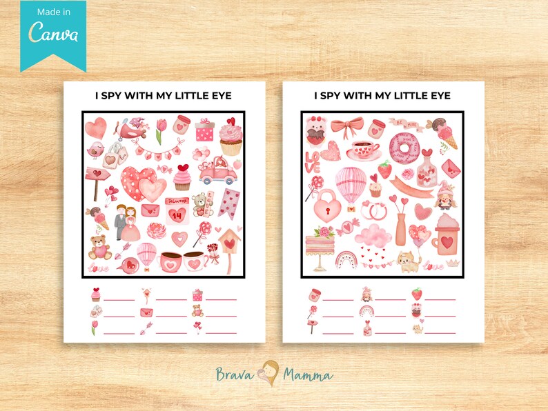 Valentine's Day I Spy Activity Printable Valentine I Spy - Etsy