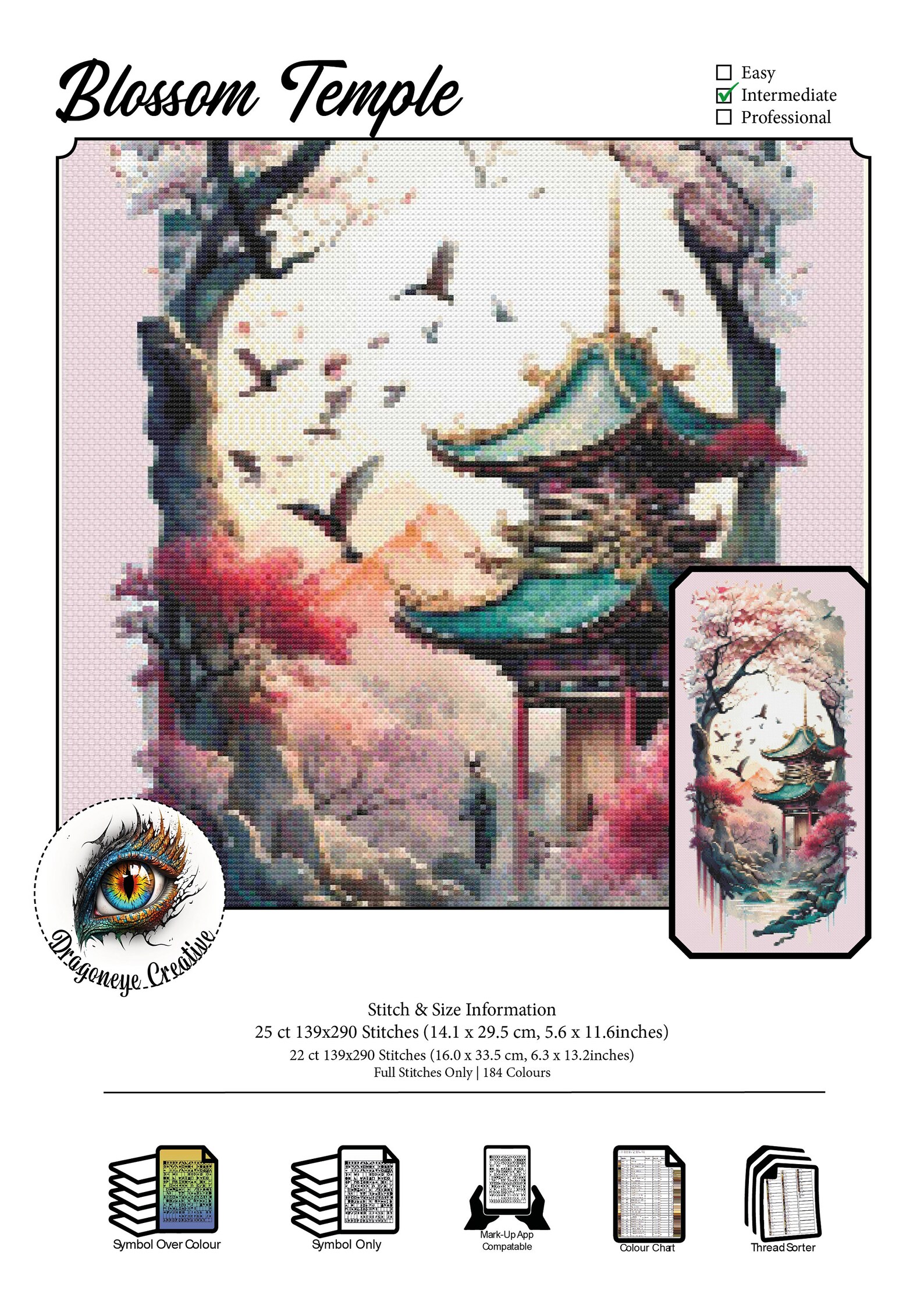 Blossom Temple Cross Stitch Pattern Instant PDF Download - Etsy
