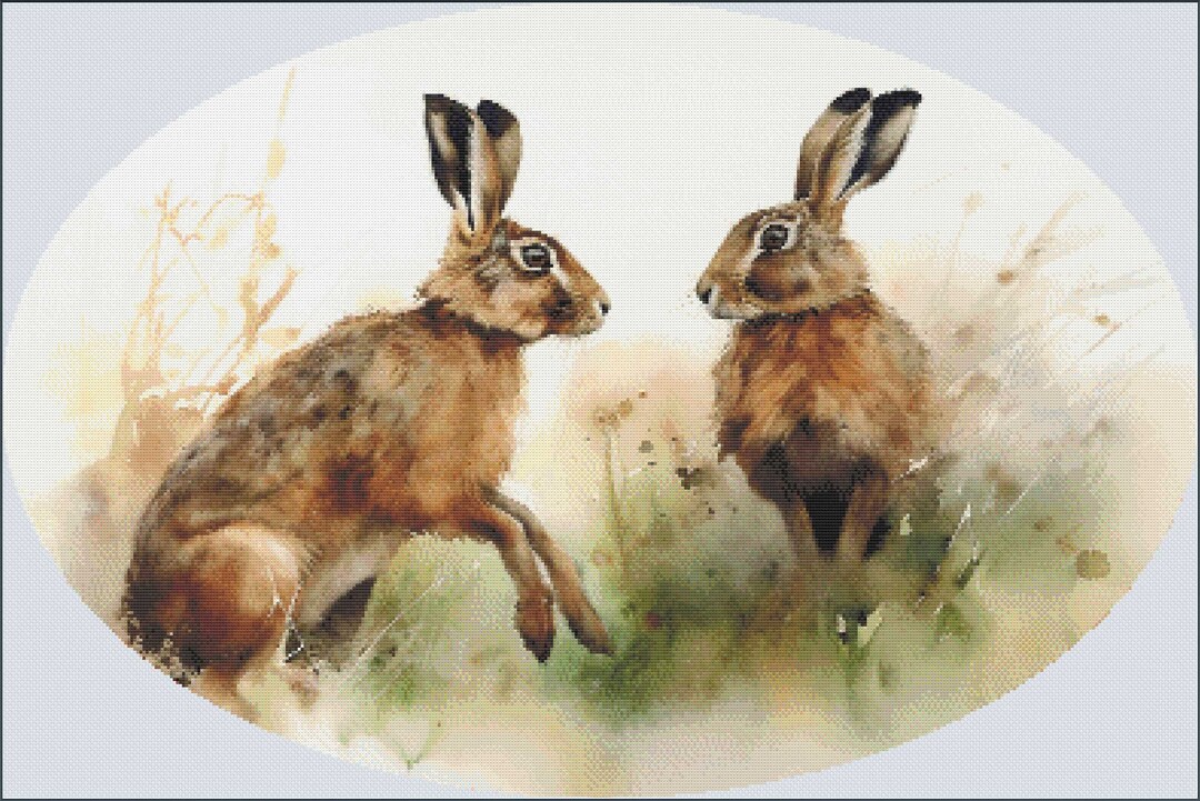 Hares Meet | Cross Stitch Pattern | PDF Download | British Wildlife ...