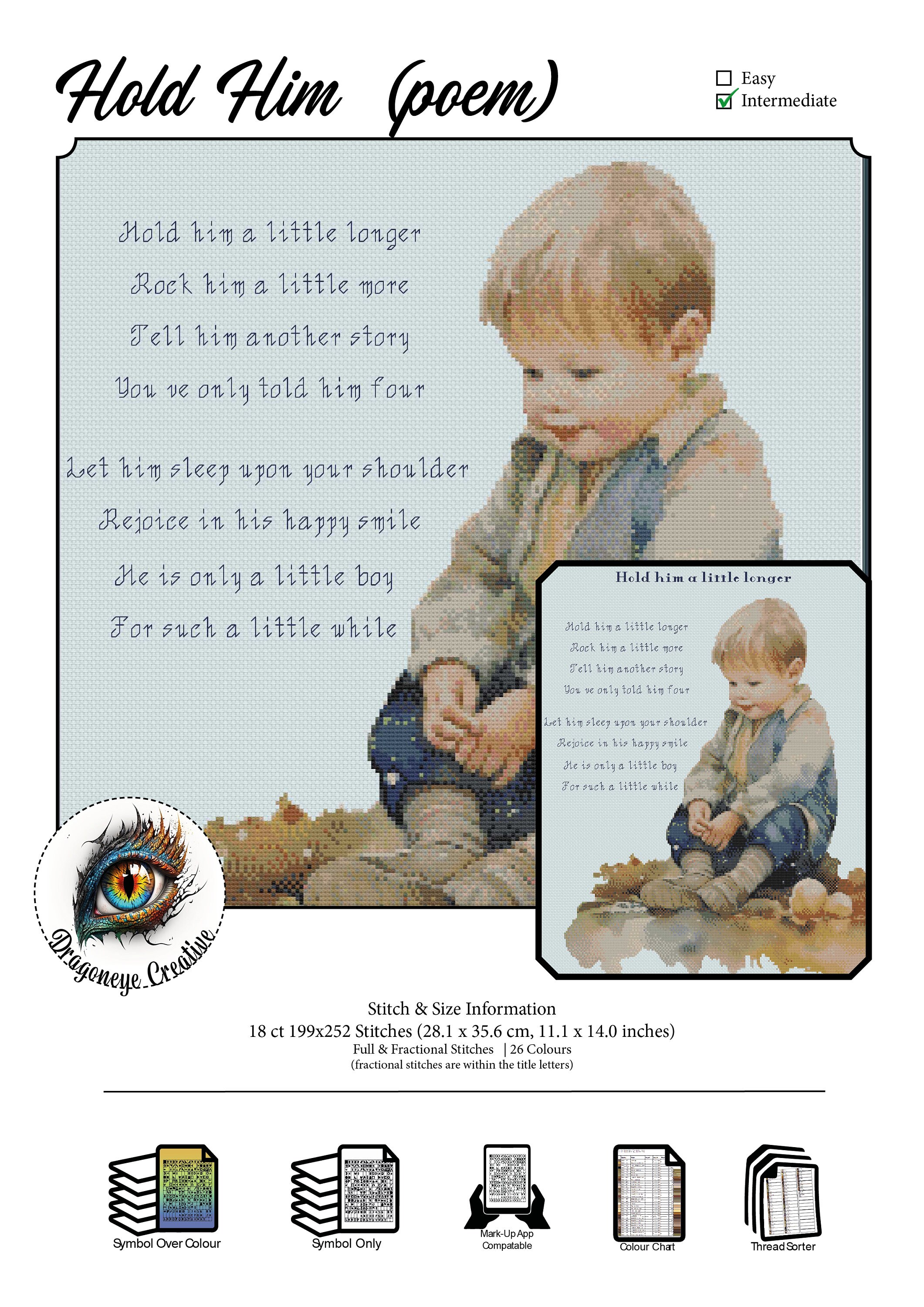 Hold Him Poem Cross Stitch Pattern: Watercolor Boy (PDF Pattern) - Etsy