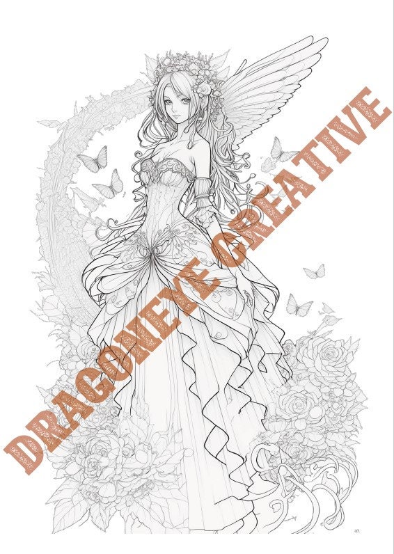 Fairy Colouring Book: 20 Line Drawings for Adults & Children (PDF) - Etsy