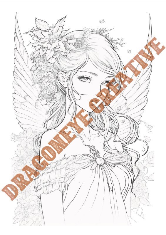 Fairy Colouring Book: 20 Line Drawings for Adults & Children (PDF) - Etsy