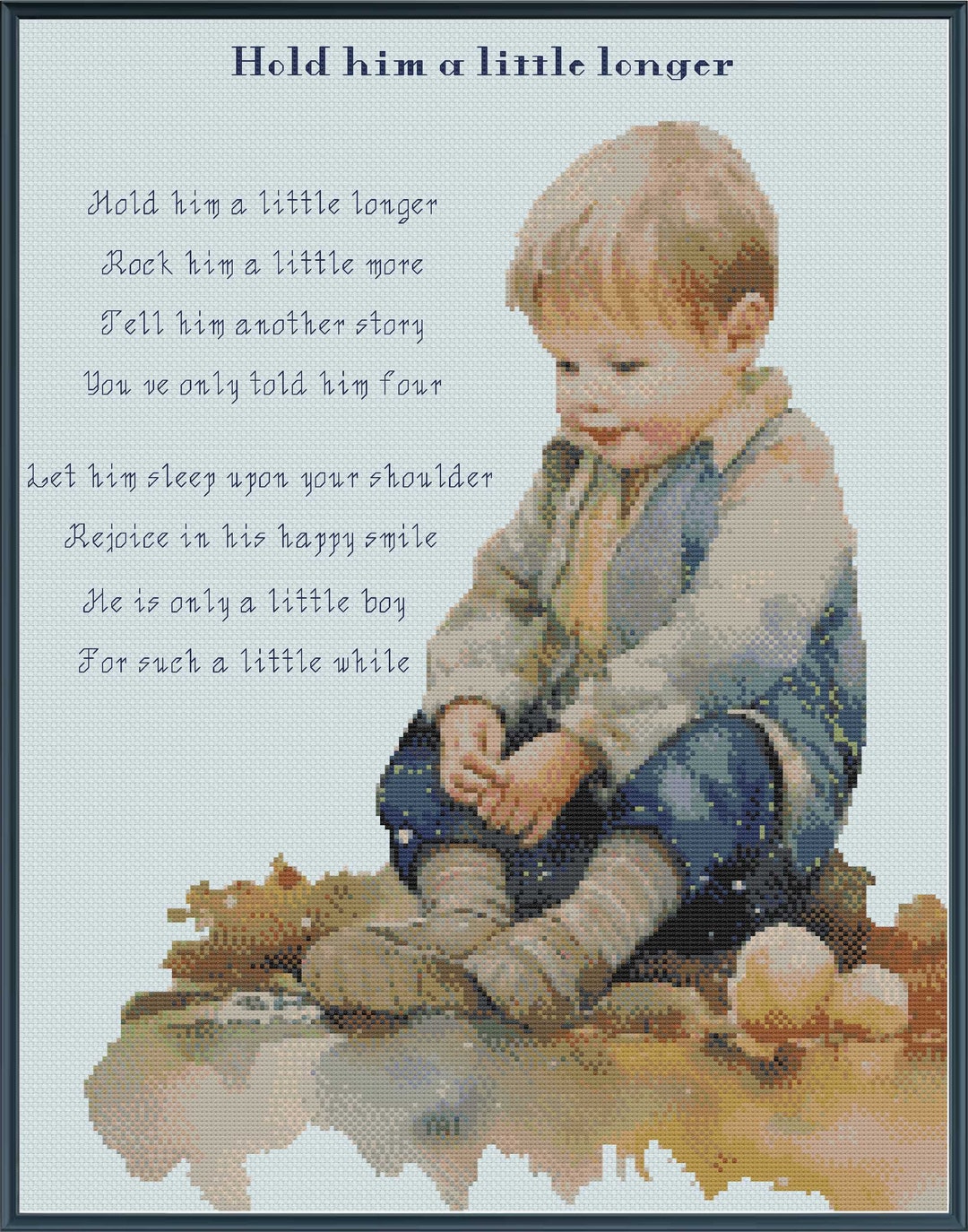 Hold Him Poem Cross Stitch Pattern: Watercolor Boy (PDF Pattern) - Etsy