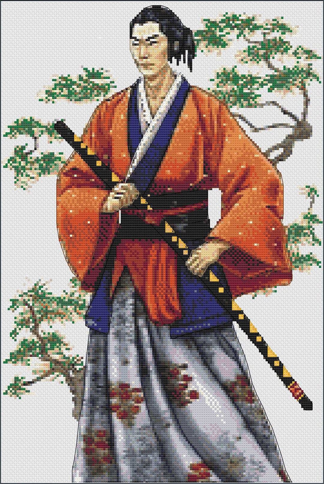 The Samurai | Cross Stitch Pattern | Instant PDF Download | Japanese ...