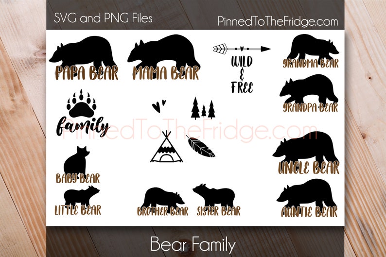 Mama Bear and Family SVG and PNG Files | Wild and Free, Great for ...