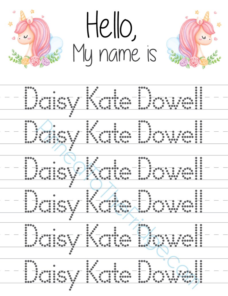 Personalized Name Tracing Worksheet for Kids Digital - Etsy