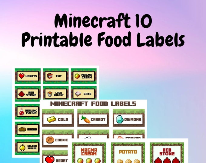 Minecraft food labels - Etsy
