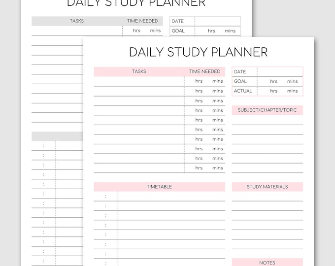 Daily Study Planner/to Do List - Etsy
