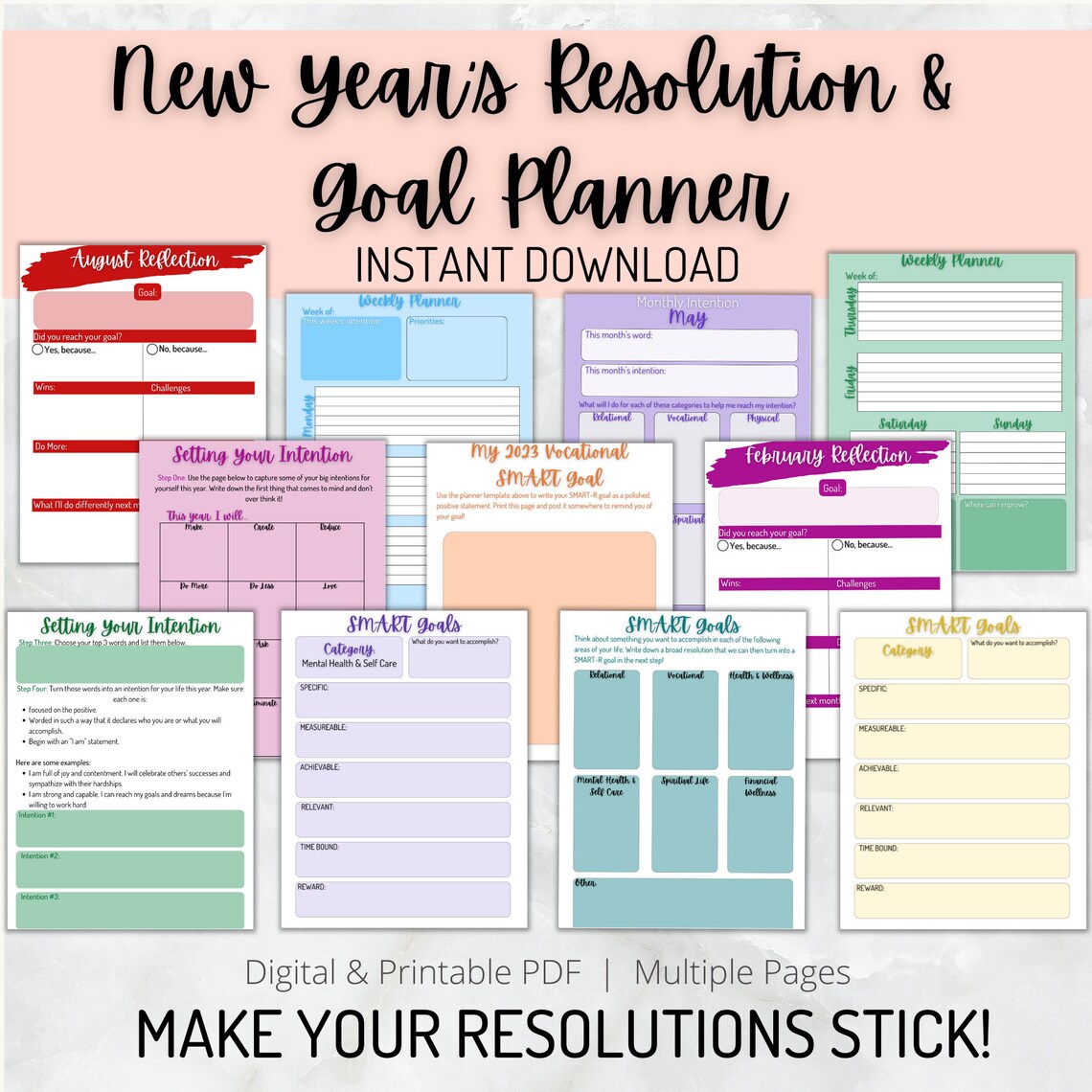 BUNDLE 2022 Year in Review 2023 New Year's Resolution and Goal Setting Workbook - Etsy