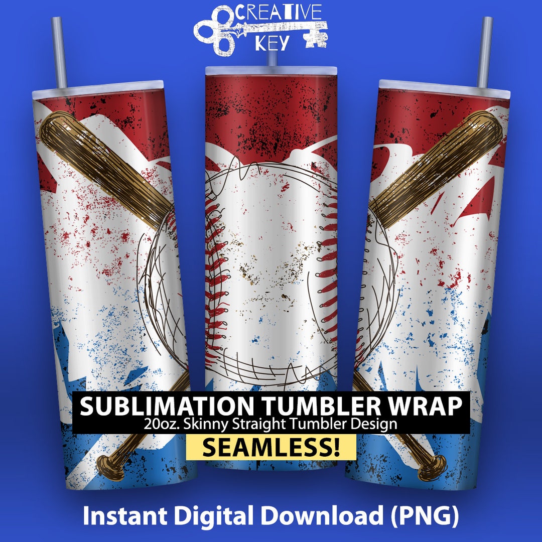 Baseball Scribble Design - 20oz Skinny Sublimation Tumbler Wrap Design ...