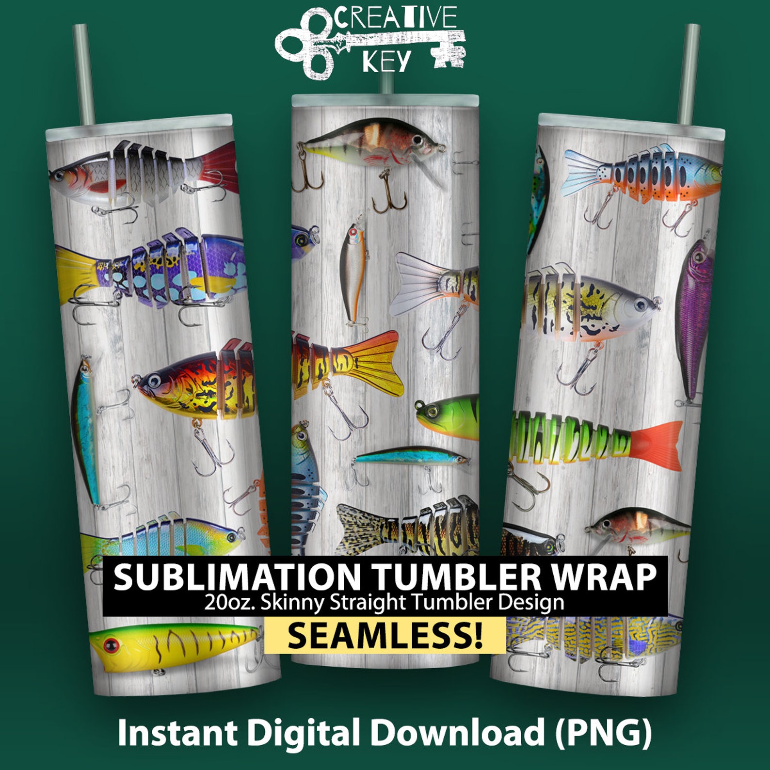 Fishing Lures - 20oz Skinny Sublimation Tumbler Wrap Design - Etsy
