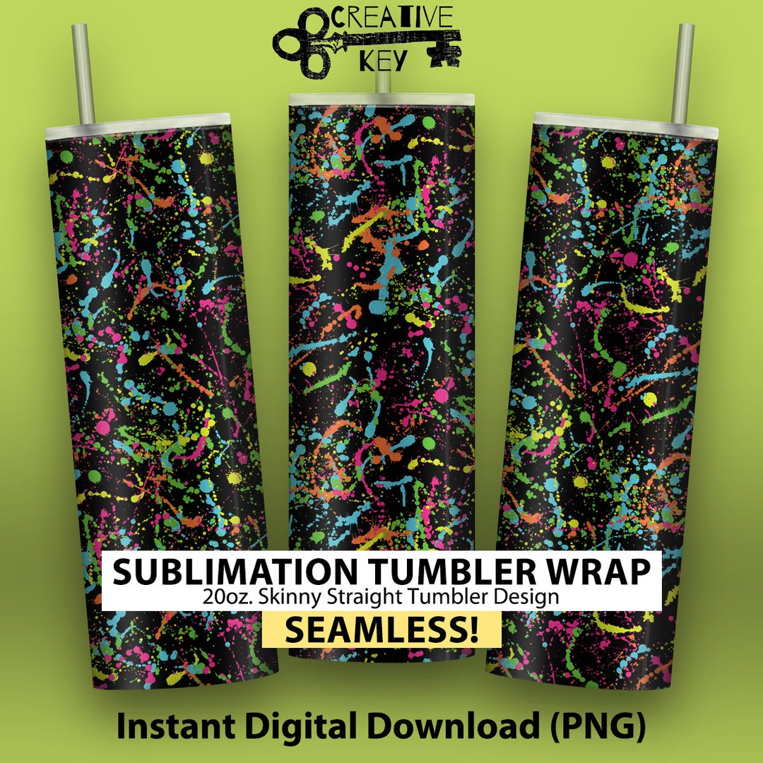 Neon Paint Splatters - 20oz Skinny Sublimation Tumbler Wrap Design - Etsy