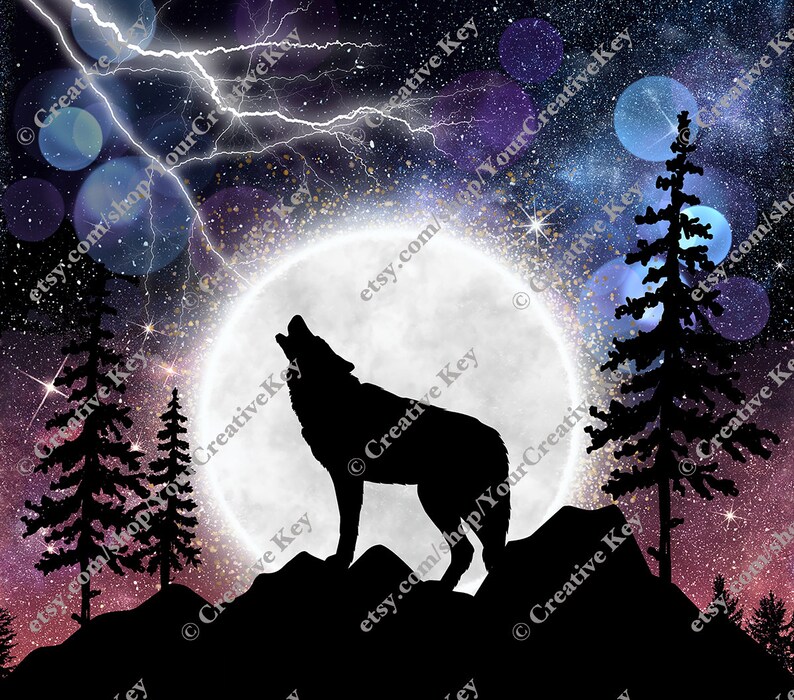 Howling Wolf Silhouette Collage - 20oz Skinny Sublimation Tumbler Wrap ...