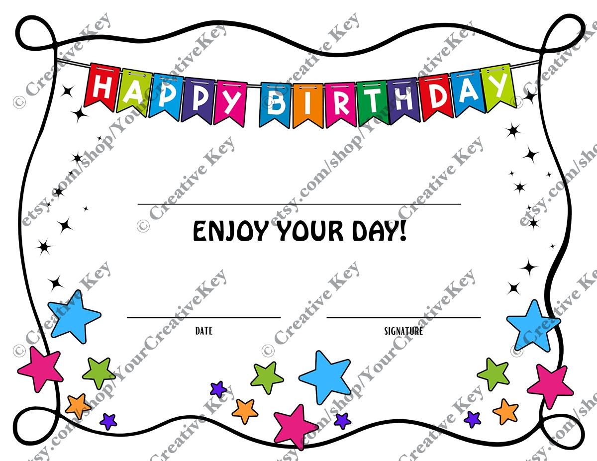 Printable Happy Birthday Certificate Designs - 10-pack Download - 8.5 ...