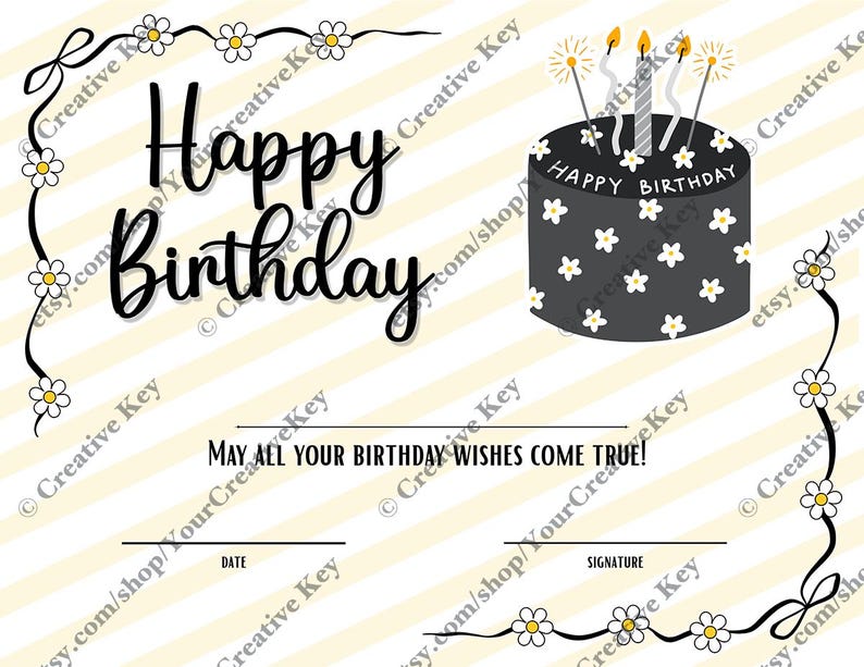 Printable Happy Birthday Certificate Designs - 10-pack Download - 8.5 ...