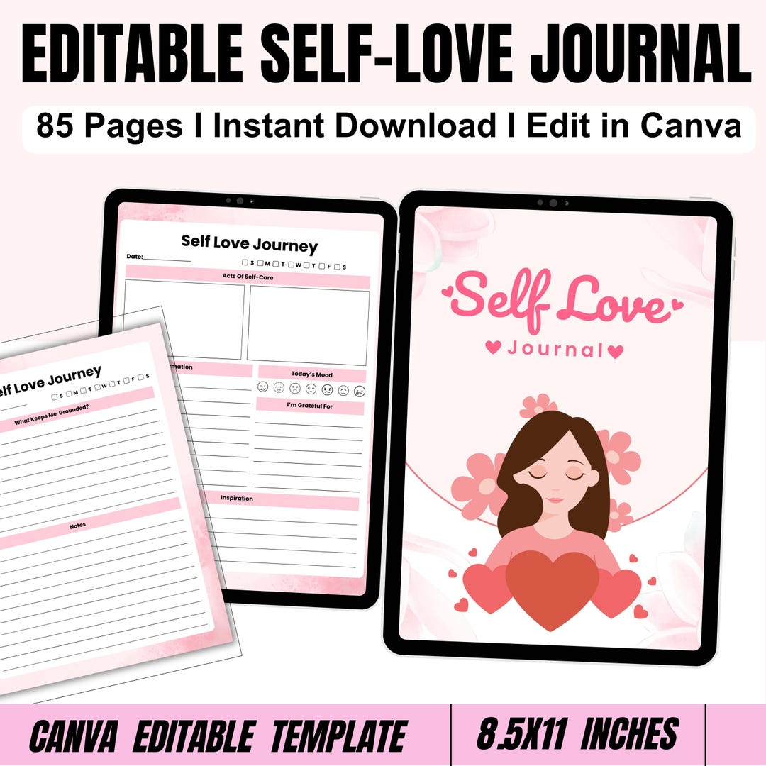 Self Love Journal Printable and Editable Template Self Love Workbook ...