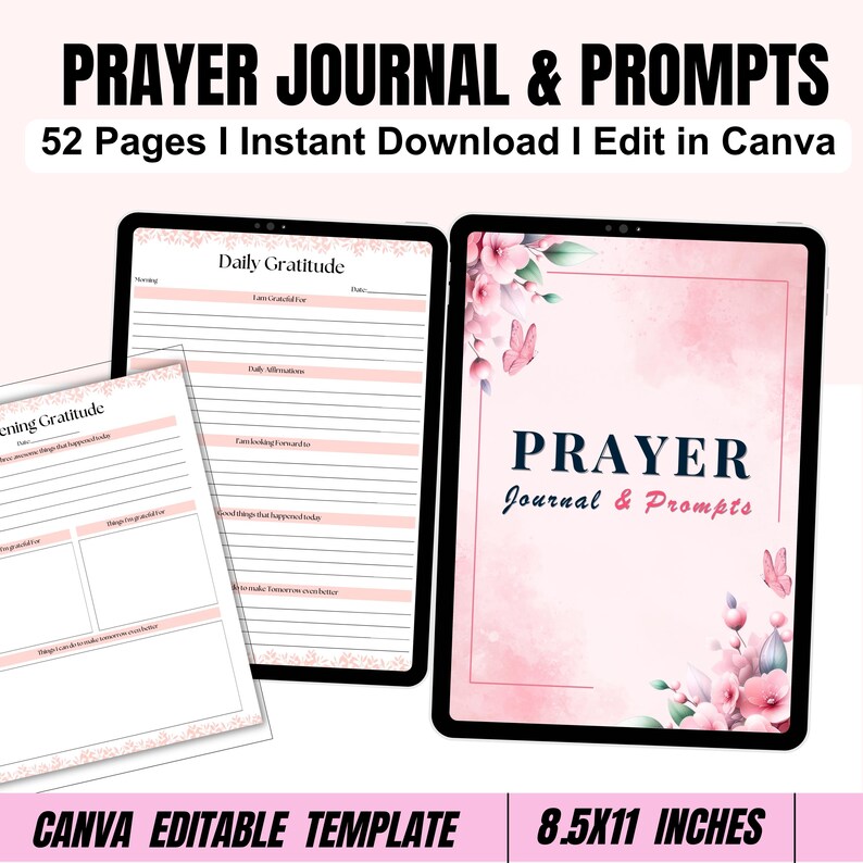 Prayer Journal Printable | Bible Study Guide | Gratitude Journal ...