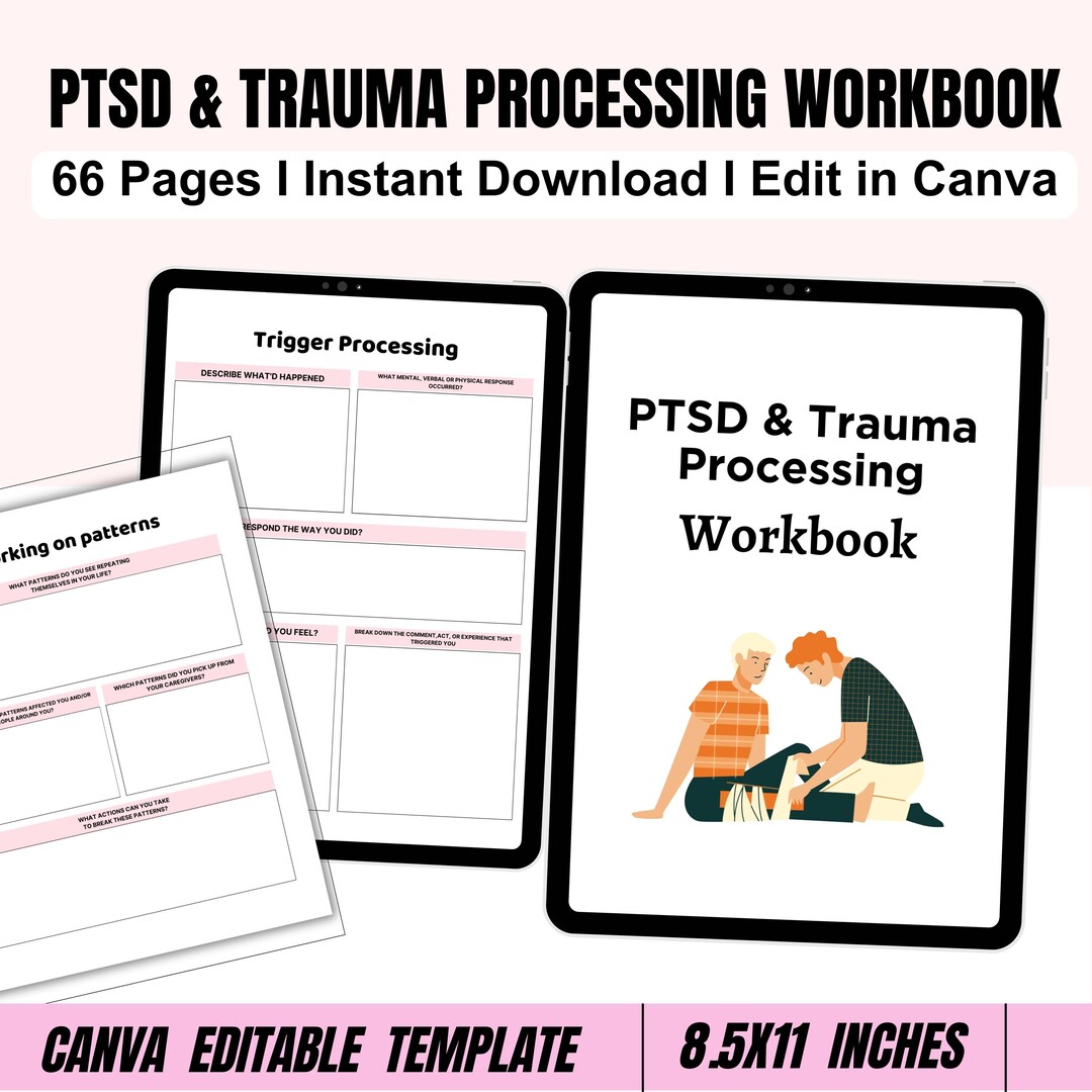 PTSD & Trauma Processing Worksheets Workbook Therapy Safety Plan ...