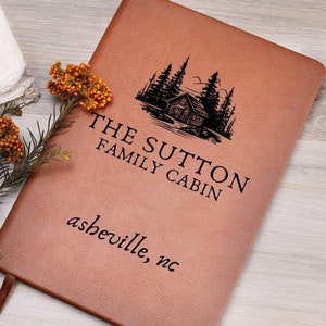 Custom Cabin House Leather Guest Book Airbnb Welcome Book Personalized ...