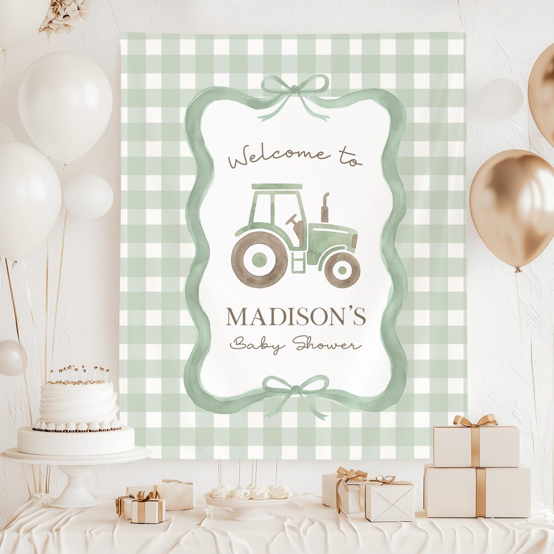 Tractor Baby Shower Party Backdrop Little Farmer on the Way Baby Theme ...