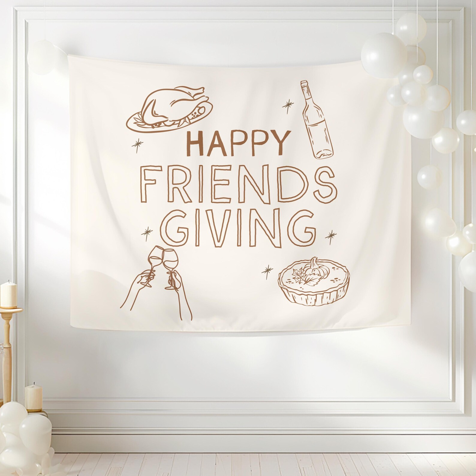 Friendsgiving Banner Custom Thanksgiving Dinner Party Decorations Fall ...
