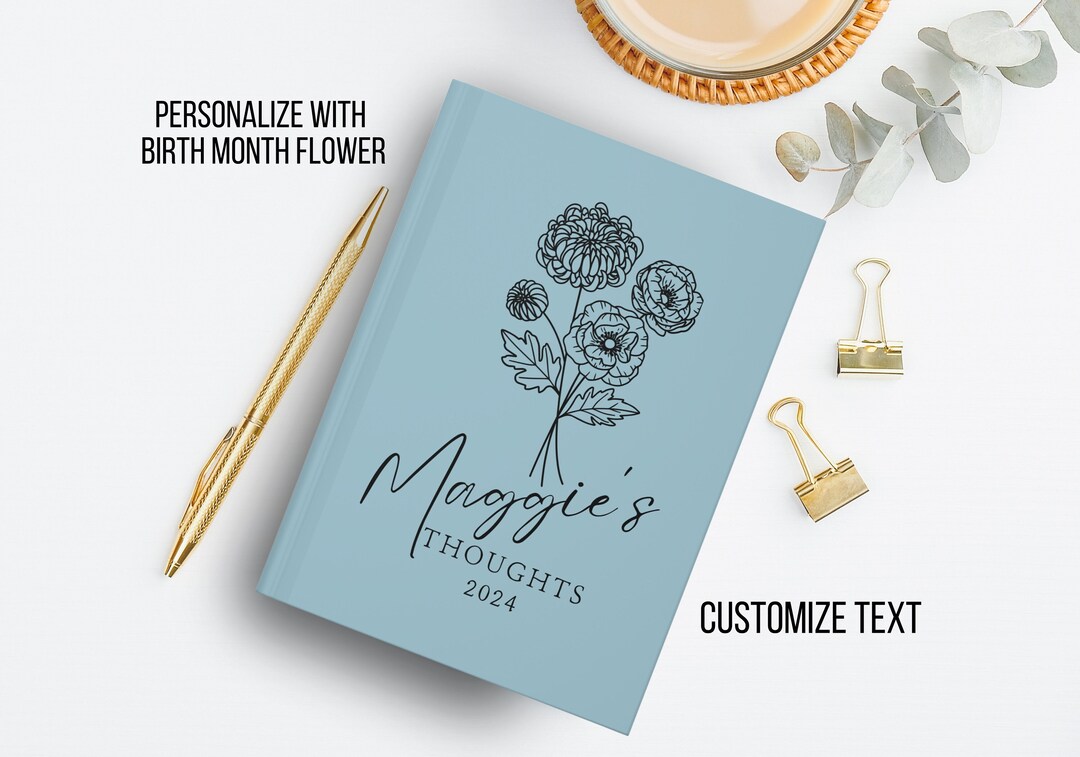 Custom Birth Month Flower Journal Gift Personalized Name Journal With ...