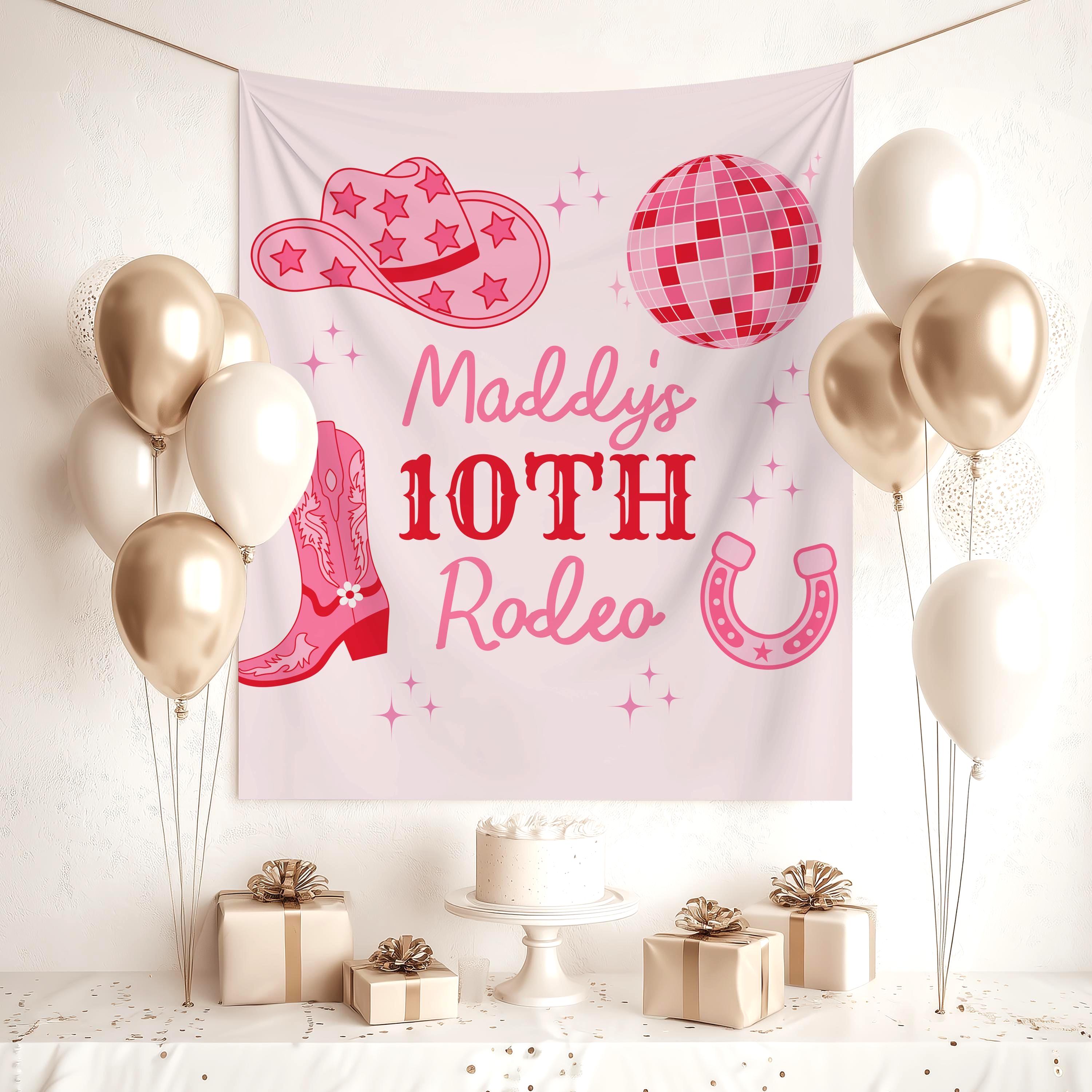 Cowgirl Theme Birthday Party Banner Pink Disco Cowgirl Girls Birthday ...
