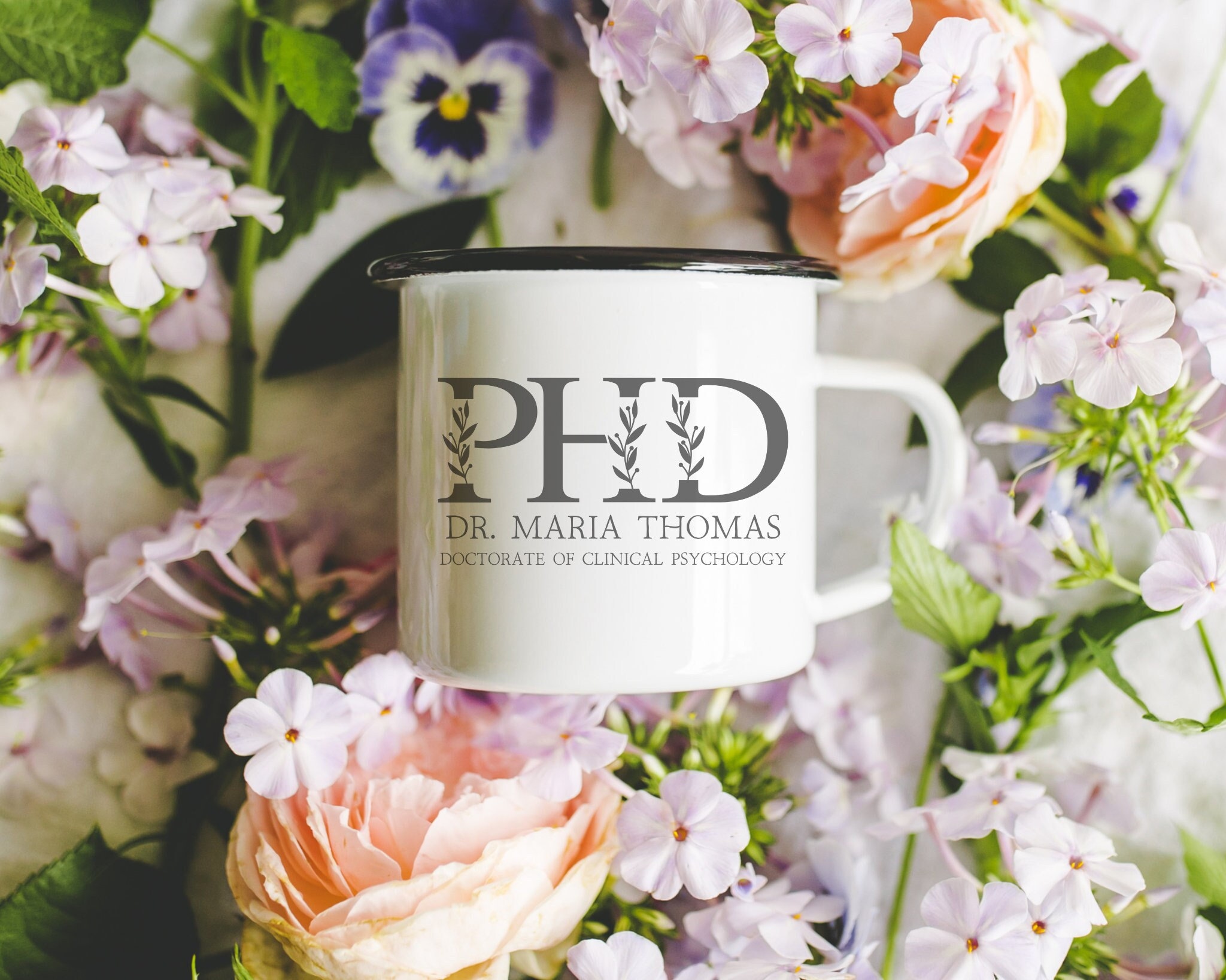 Custom Phd Flower Graduation Gift Personalized Phd Graduate Student Mug ...