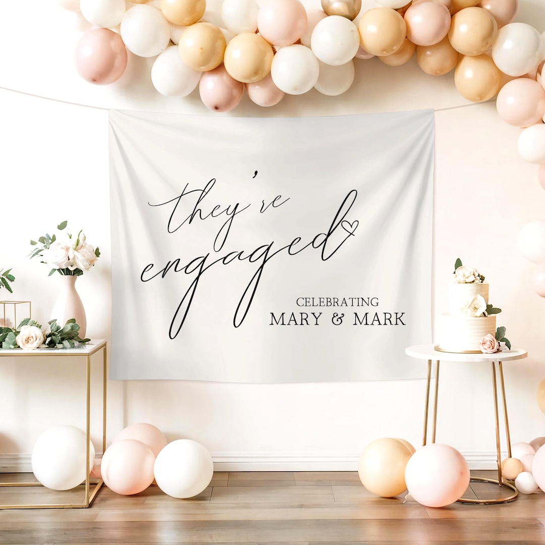 Custom Engagement Party Banner Fabric Welcome Party Sign Photo Booth ...