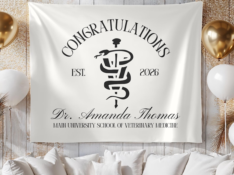 Veterinarian Graduation Party Banner: Custom Vet Student Graduate Party ...