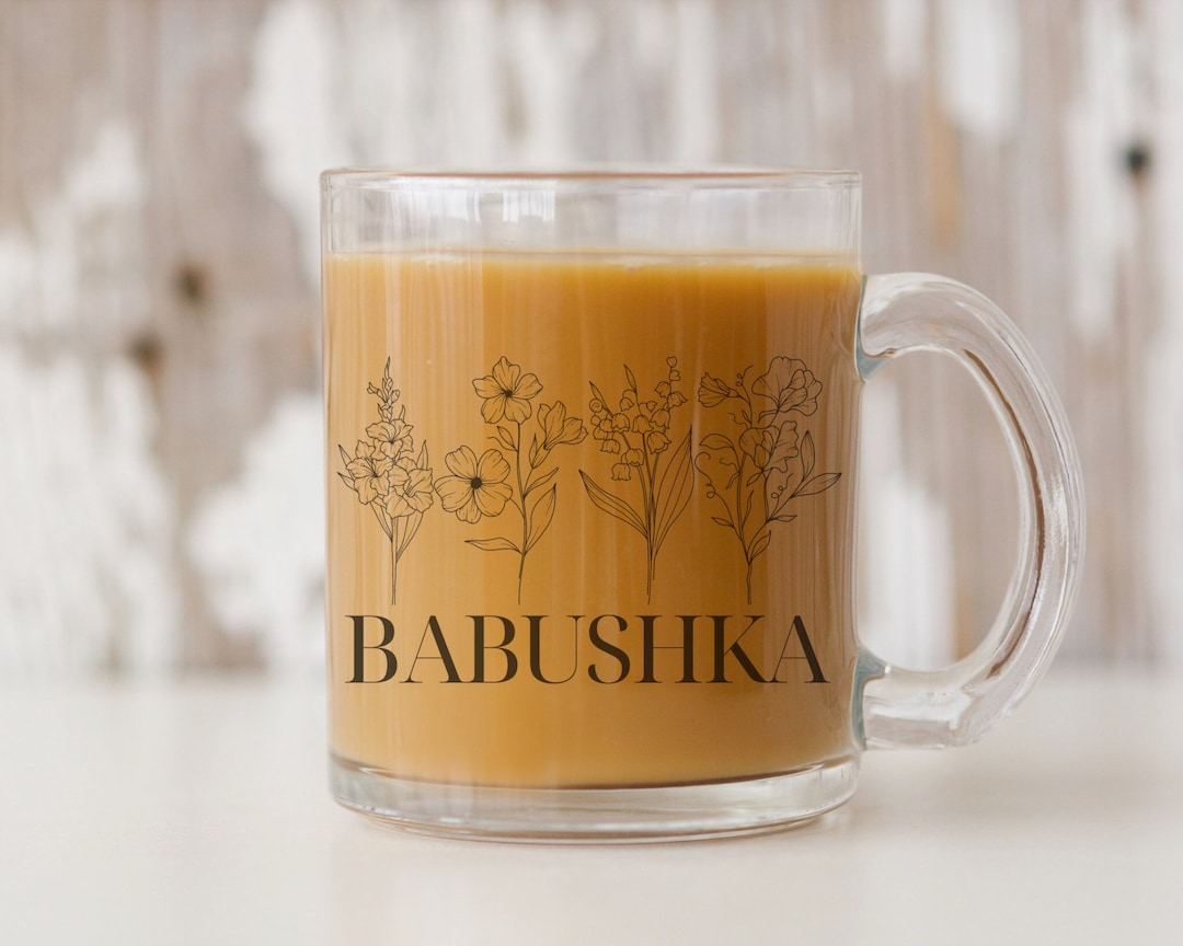 Personalized Babushka Birth Month Flower Mug Gift Custom Grandma Flower ...