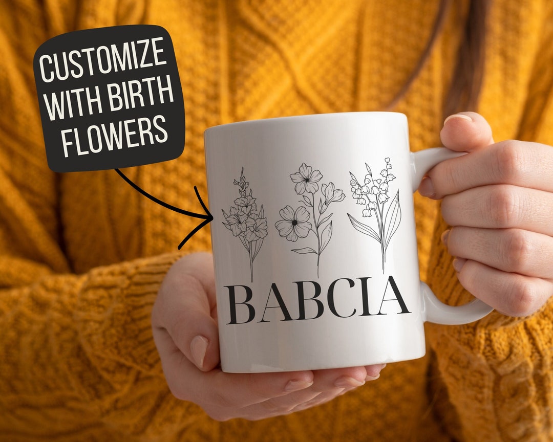 Personalized Babcia Birth Month Flower Mug Gift Custom Polish Grandma ...