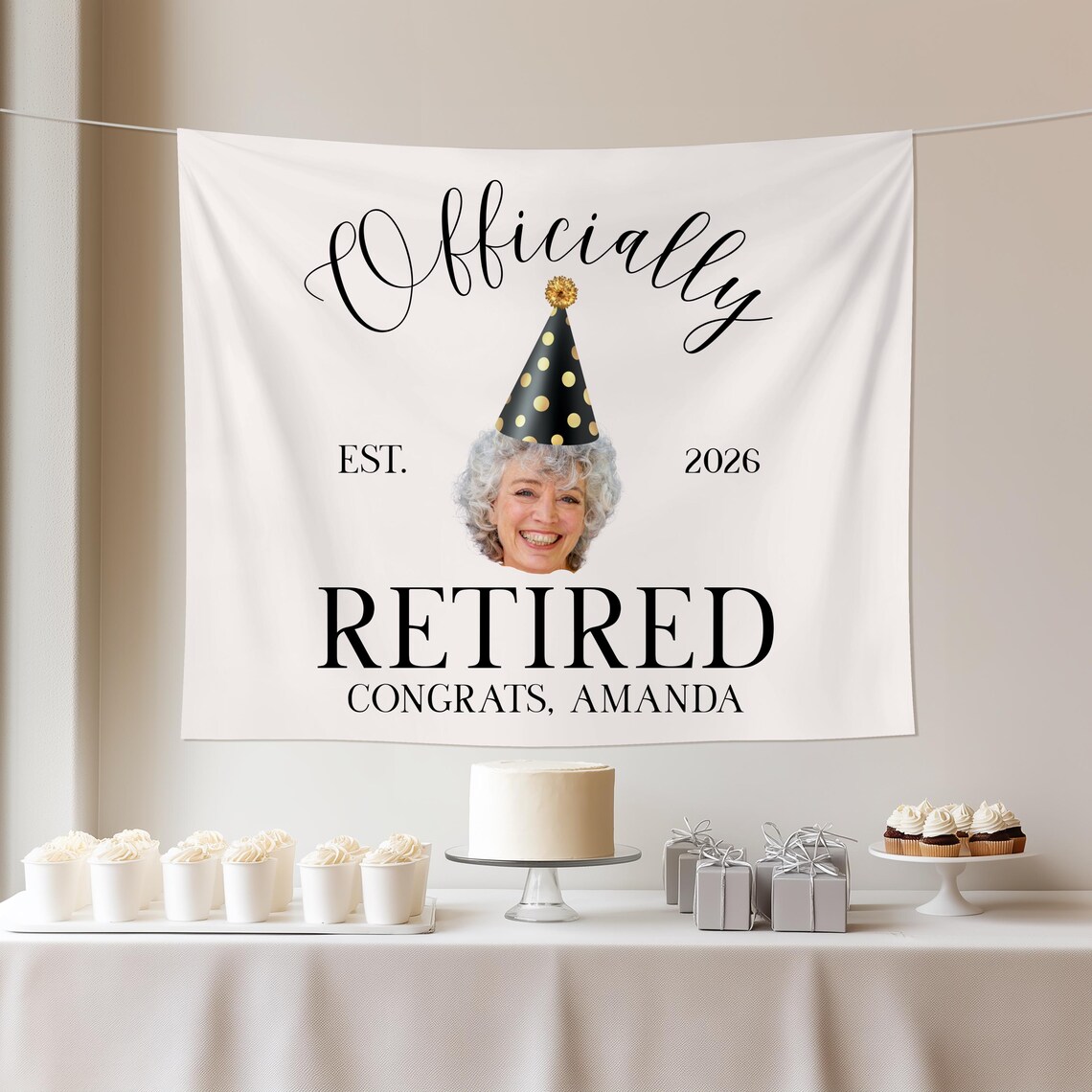 Custom Face Retirement Banner Personalized Retirement Party Backdrop ...
