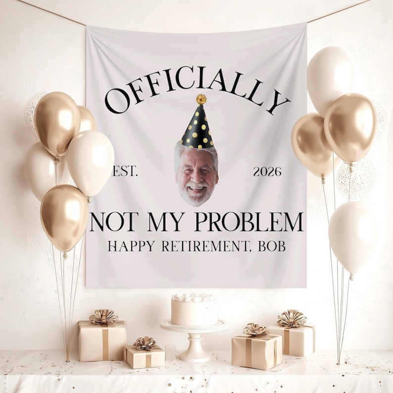 Custom Face Retirement Banner Personalized Retirement Party Backdrop ...