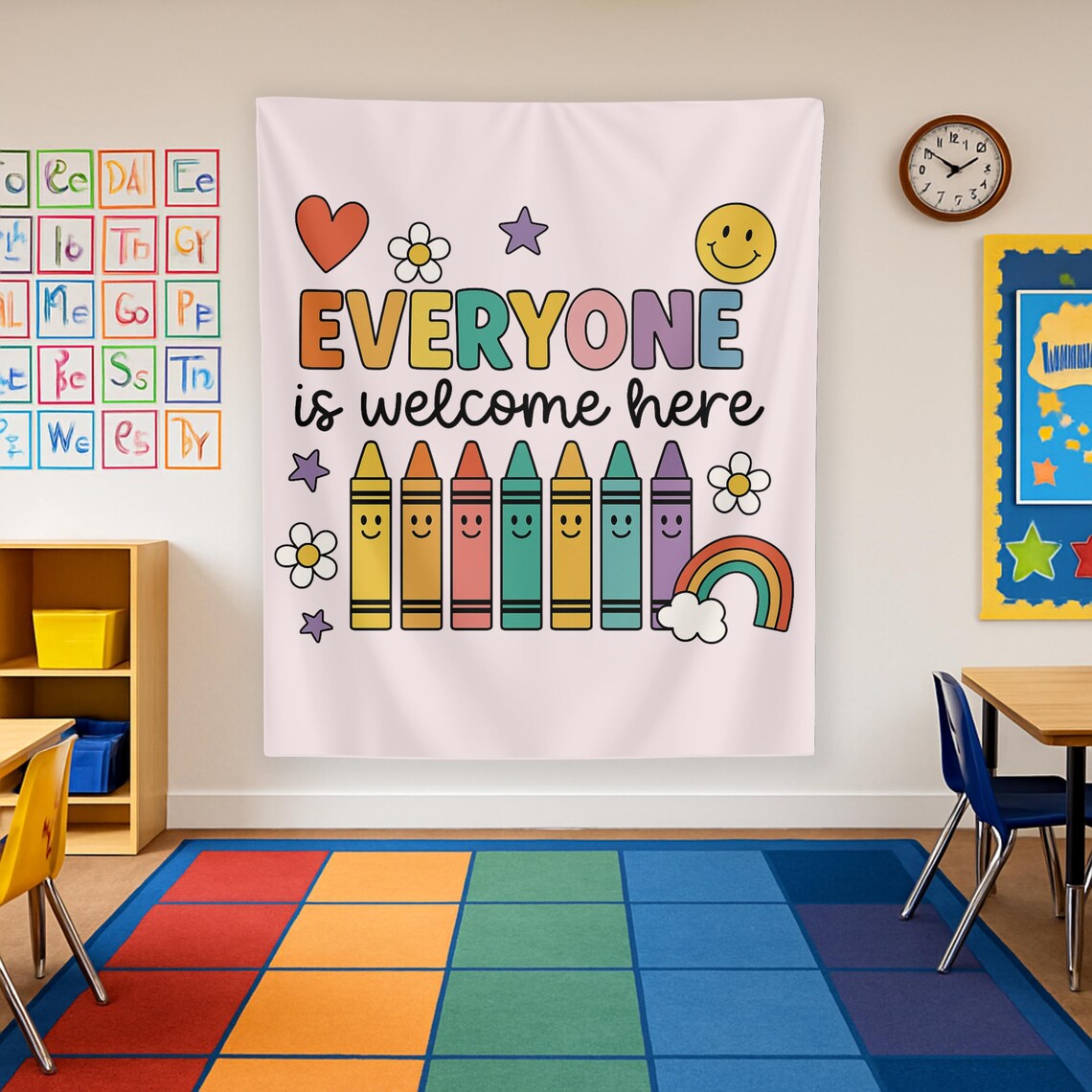 Everyone is Welcome Here Classroom Tapestry Teacher Banner Inclusion ...