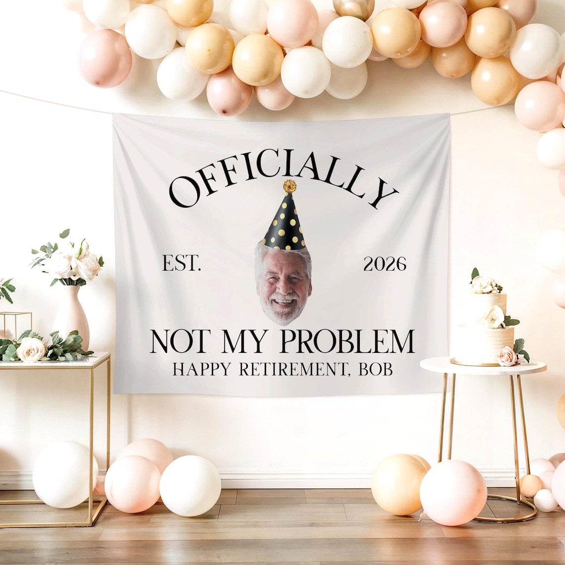 Custom Face Retirement Banner Personalized Retirement Party Backdrop ...