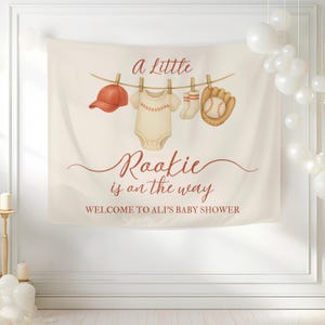 Baseball Baby Shower Party Backdrop Little Rookie is on the Way Theme ...