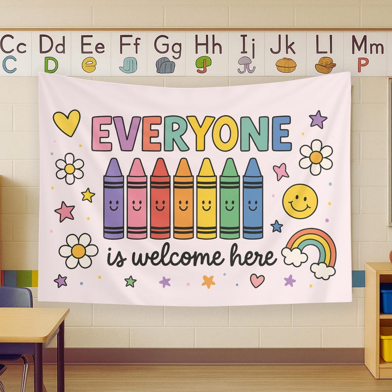 Everyone is Welcome Here Classroom Tapestry Teacher Banner Inclusion ...