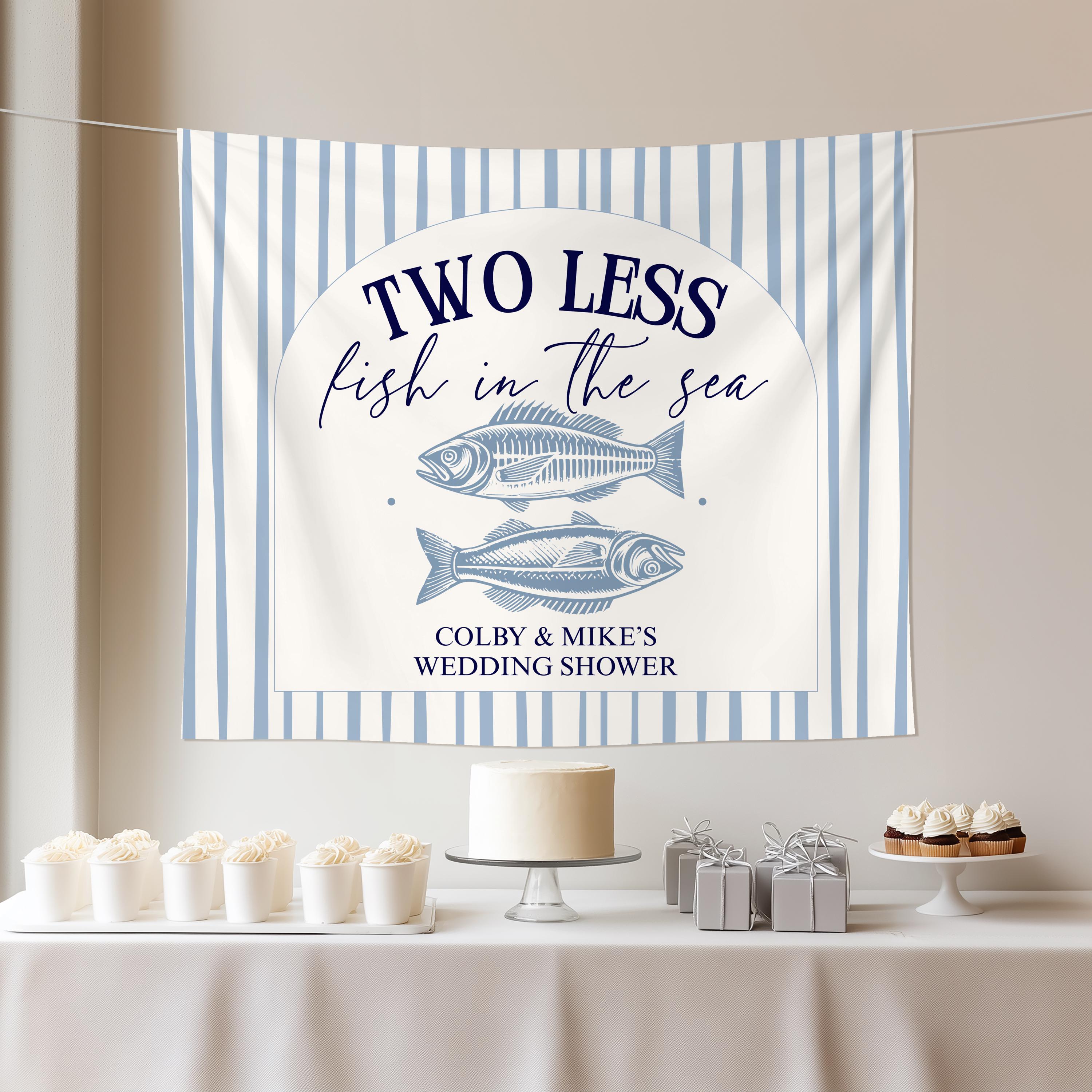 Custom Two Less Fish in the Sea Couples Shower Photo Backdrop ...