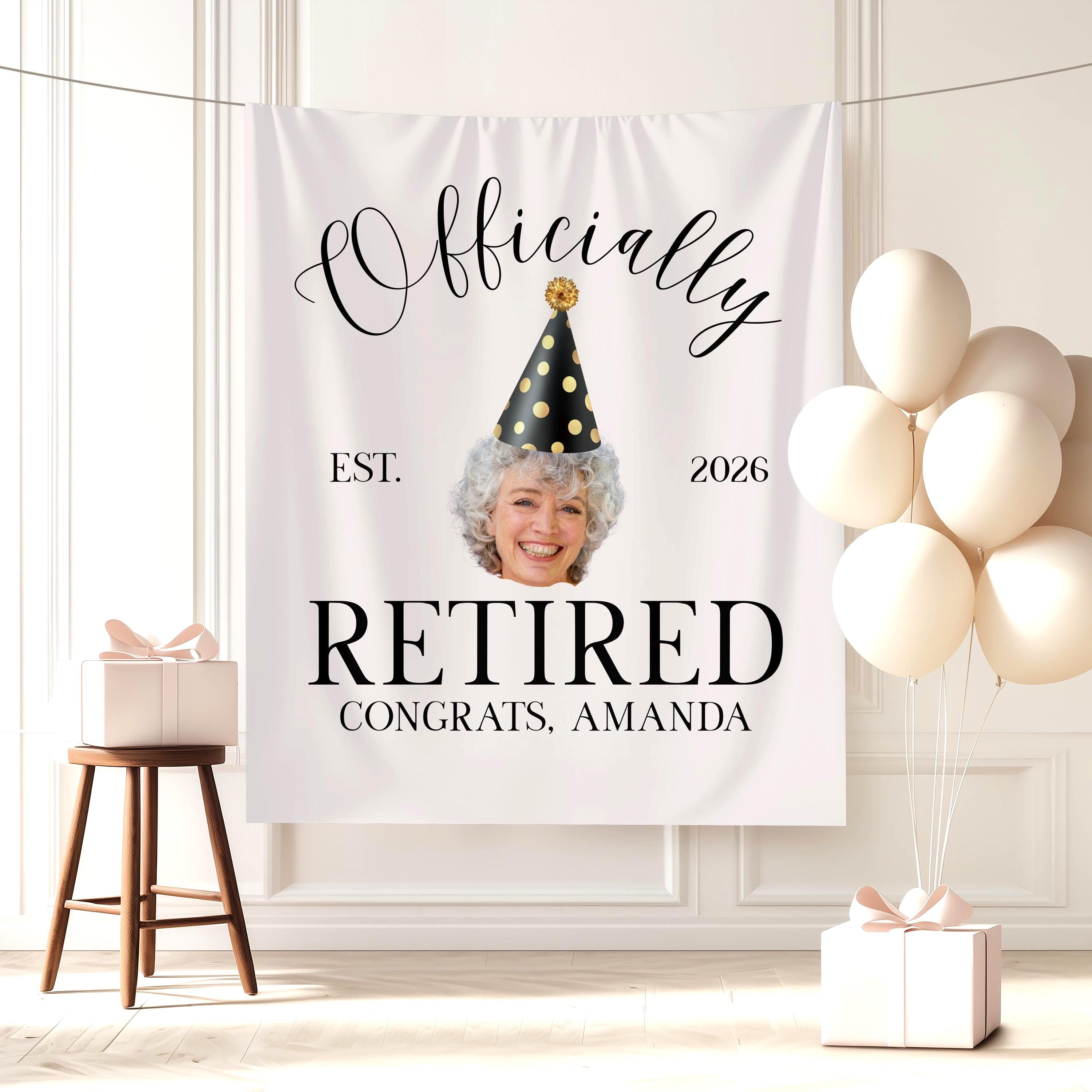 Custom Face Retirement Banner Personalized Retirement Party Backdrop ...