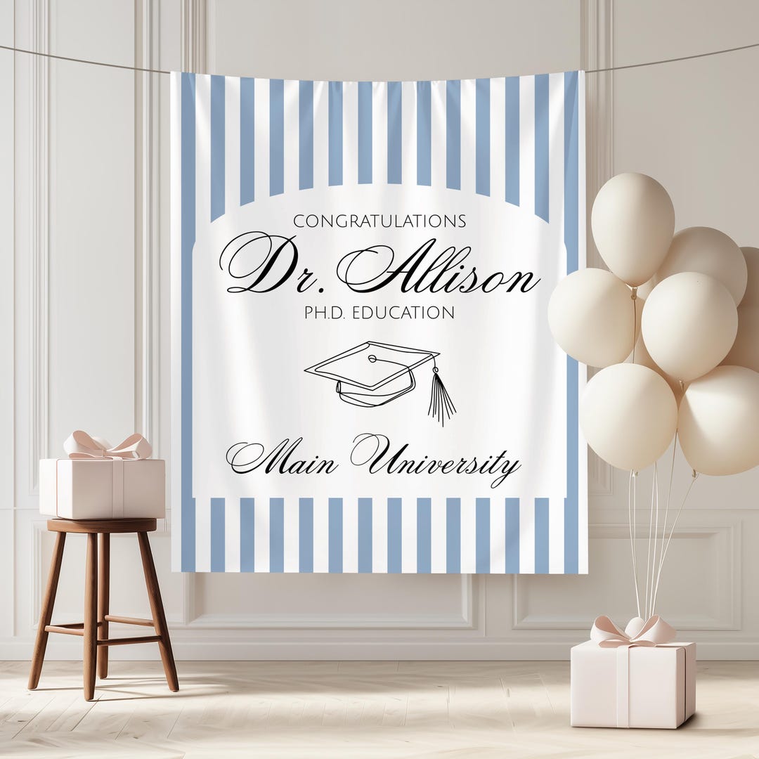 Custom Ph.d. Graduation Banner Backdrop Doctoral Graduate Photo ...