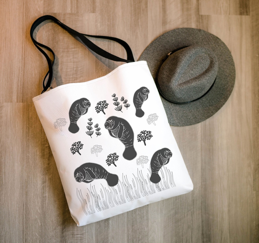 Cottagecore Manatee Tote Bag, Respect the Locals, Manatee Gifts ...