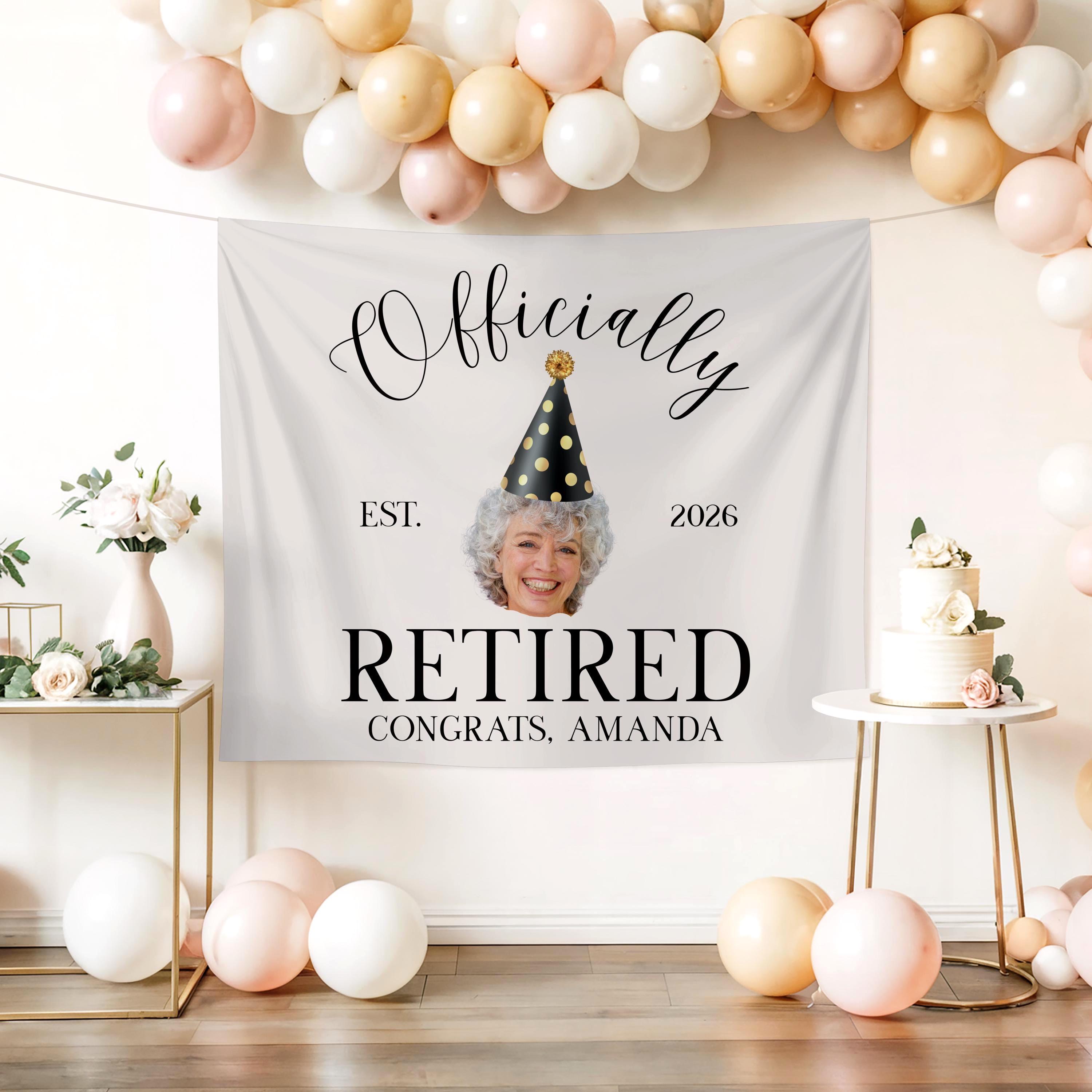 Custom Face Retirement Banner Personalized Retirement Party Backdrop ...