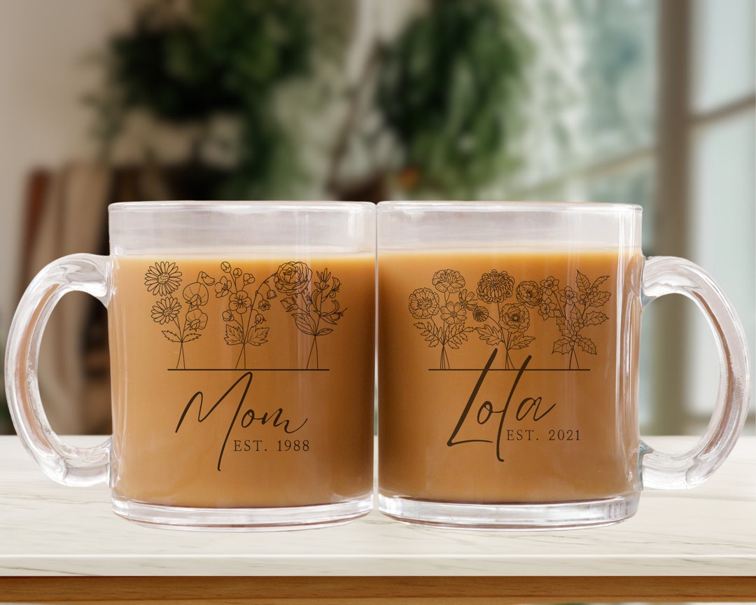 Custom Lola Birth Flowers Mug First Mom Now Lola Personalized Gift New ...